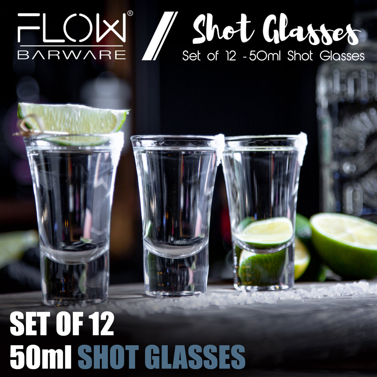 50ml Shot Glasses Set of 12 Plain Shot Glass Set – FLOW Barware®