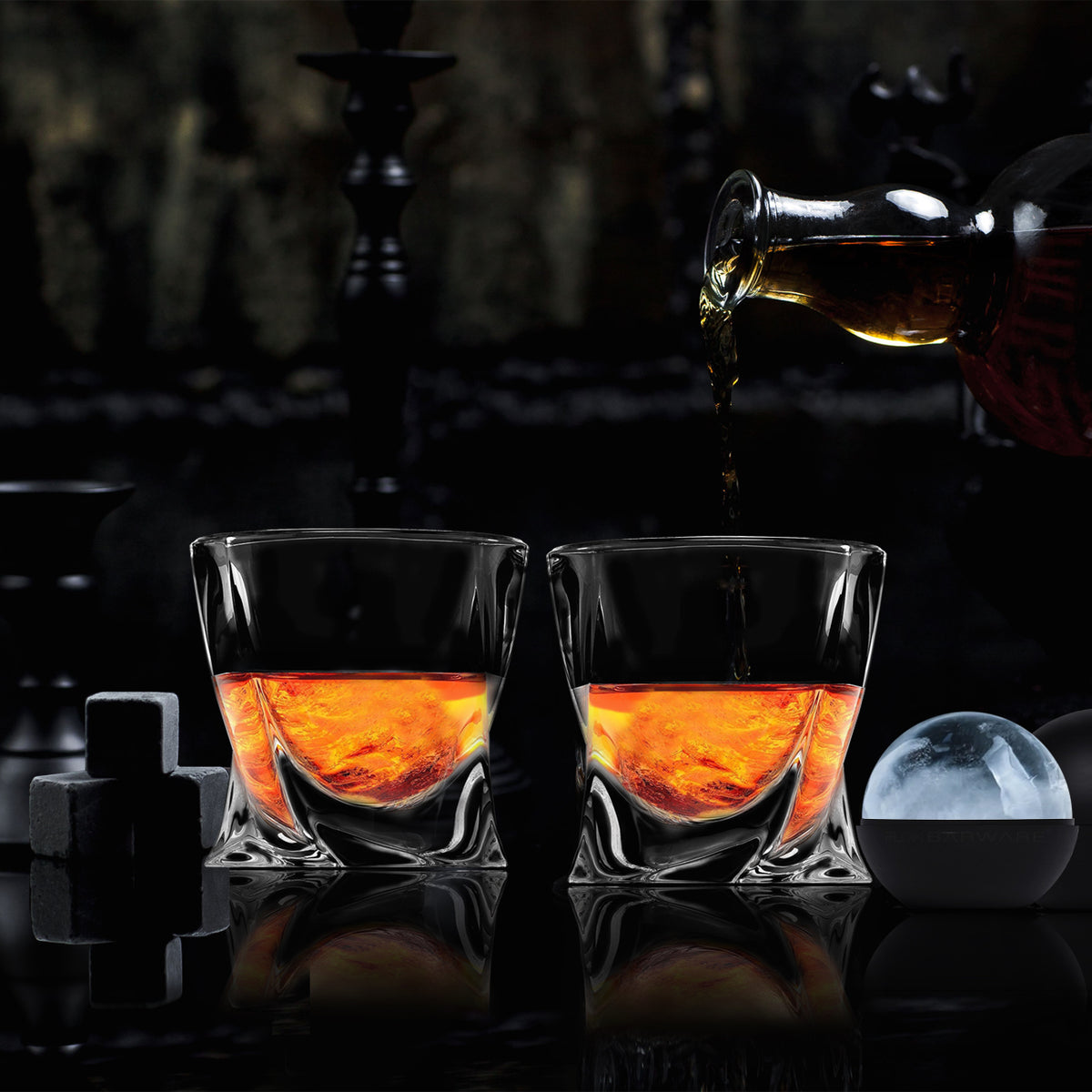 Twist Whisky Glasses & Stones Box Set - FLOW Barware®