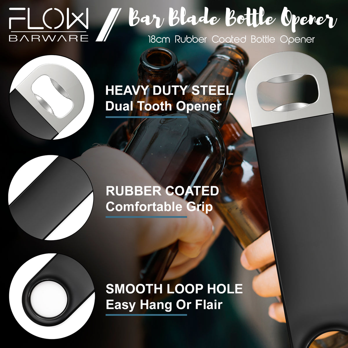 Bar Blade Bottle Opener - Black – FLOW Barware®