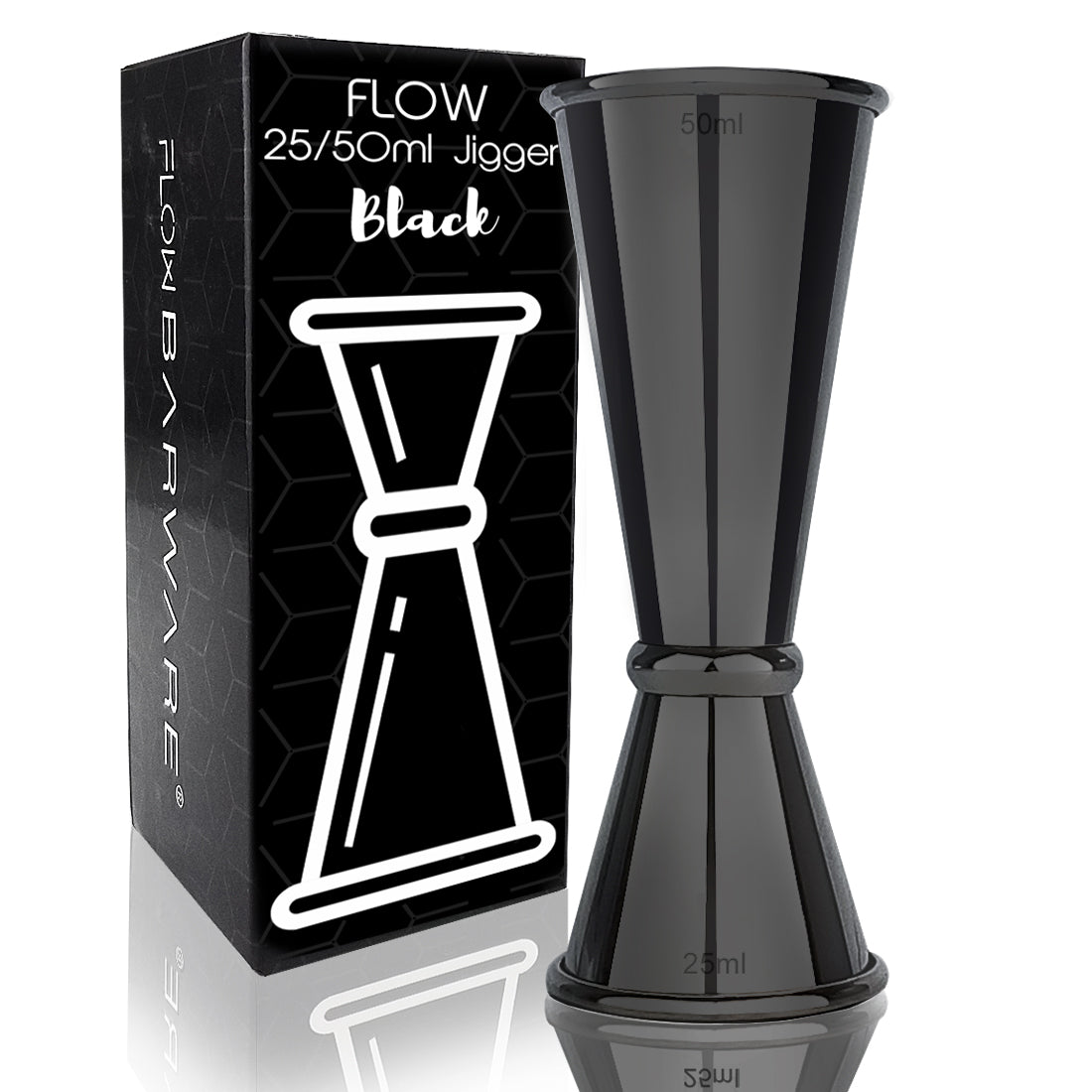 Black Jigger Spirit Measure 25ml 50ml – FLOW Barware®