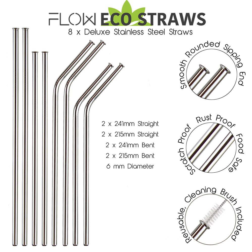 Stainless Steel Metal Drinking Straws – FLOW Barware®