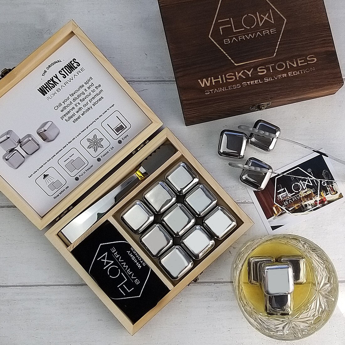 Stainless Steel Whisky Stones Gift Set – FLOW Barware®