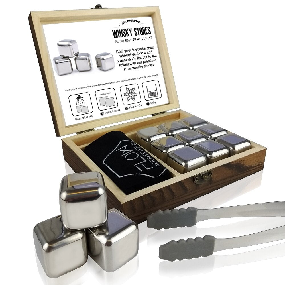 Stainless Steel Whisky Stones Gift Set – FLOW Barware®
