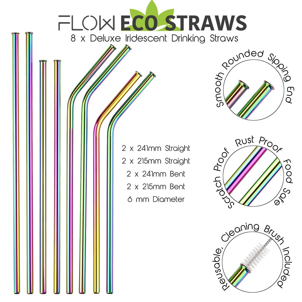 Rainbow Metal Drinking Straws – FLOW Barware®